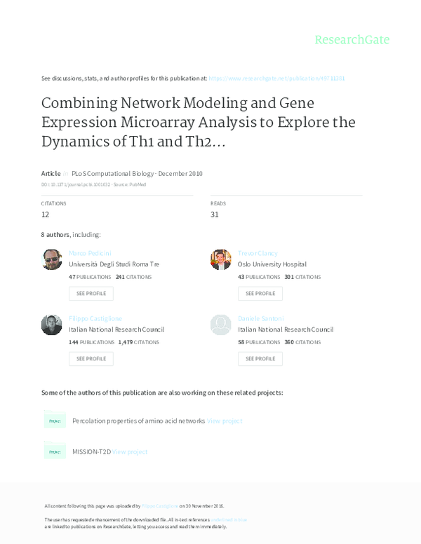 (PDF) Combining Network Modeling and Gene Expression Microarray Analysis to Explore the Dynamics ...
