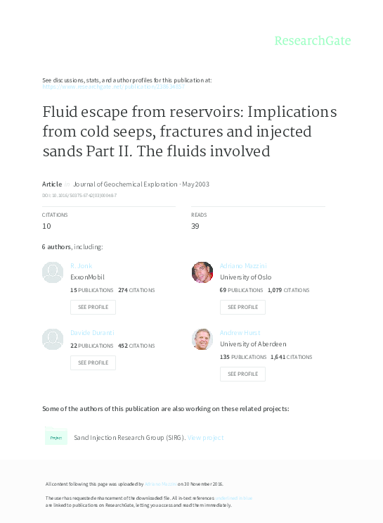 (PDF) Fluid escape from reservoirs: implications fromcold seeps ...