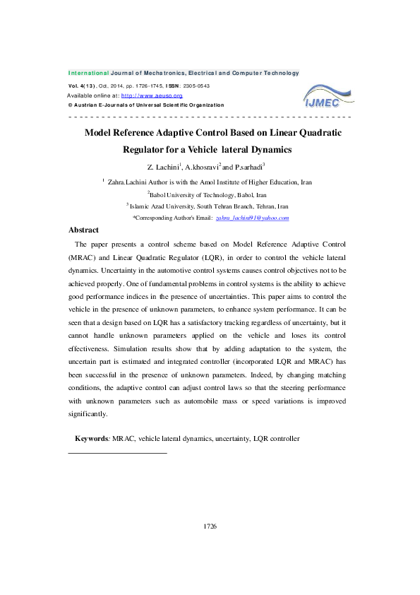 (PDF) Vol4 Iss13 1726-1745 Model Reference Adaptive Control Ba