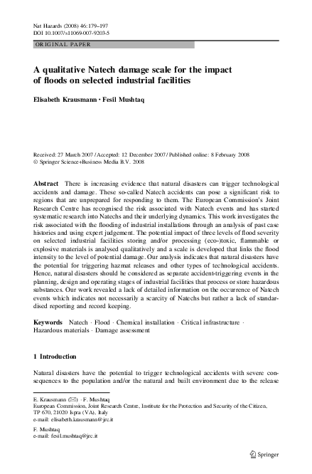 (PDF) A qualitative Natech damage scale for the impact of floods on ...