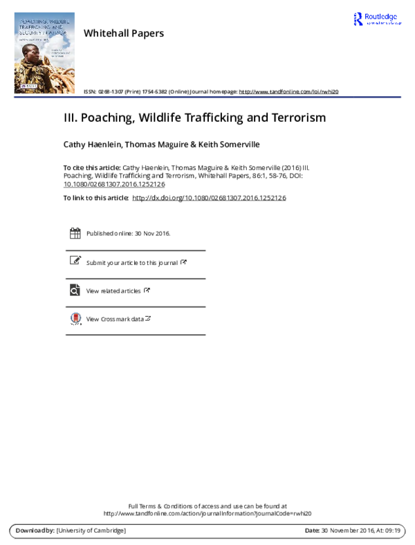 (PDF) RUSI Whitehall Paper Chapter III. Poaching, Wildlife Trafficking ...