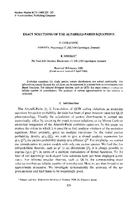 (PDF) Exact solutions of the Altarelli-Parisi equations