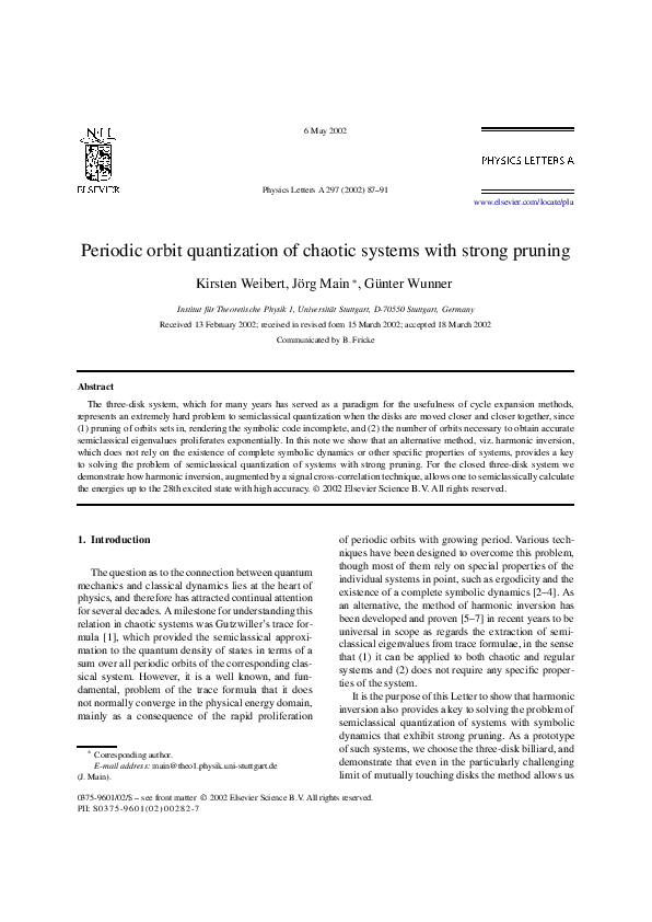 (PDF) Periodic-orbit quantization of chaotic systems