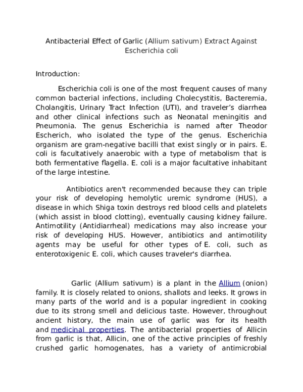 (DOC) Antibacterial Effect of Garlic (Allium sativum) Extract Against ...