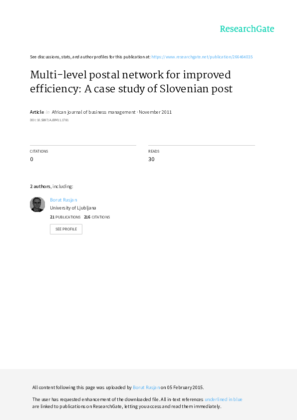 (PDF) Multi-level postal network for improved efficiency: A case study ...