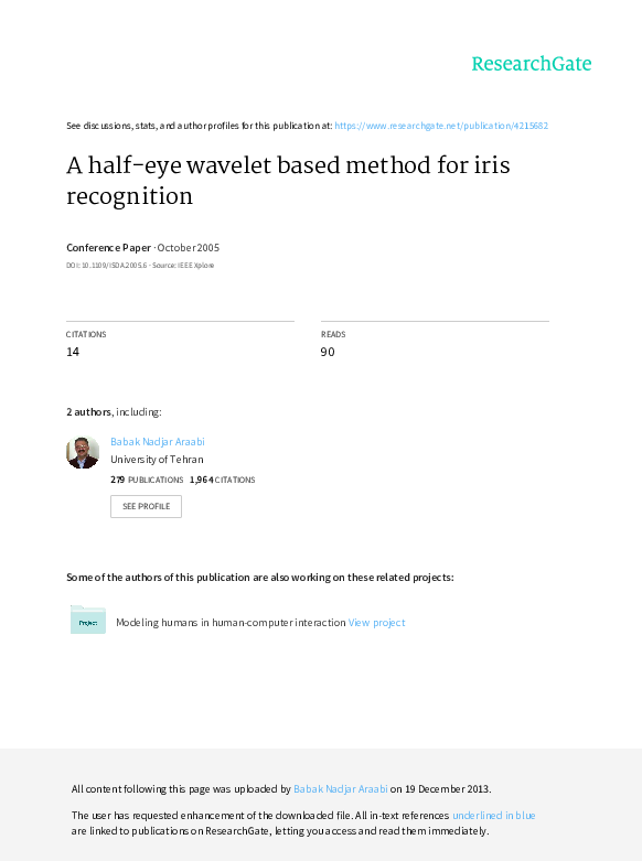 (PDF) A Half-Eye Wavelet Based Method for Iris Recognition
