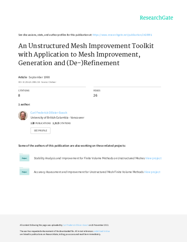 (PDF) An Unstructured Mesh Improvement Toolkit with Application to Mesh ...