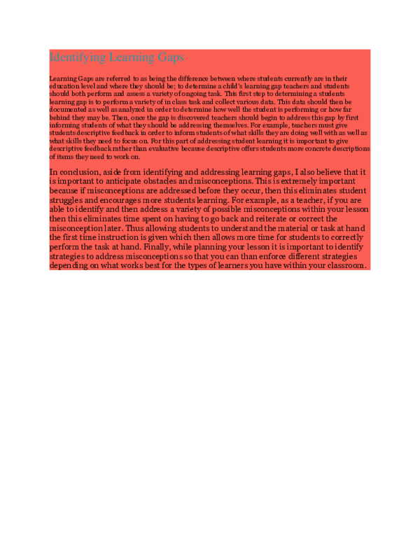 (DOC) Identifying Learning Gaps