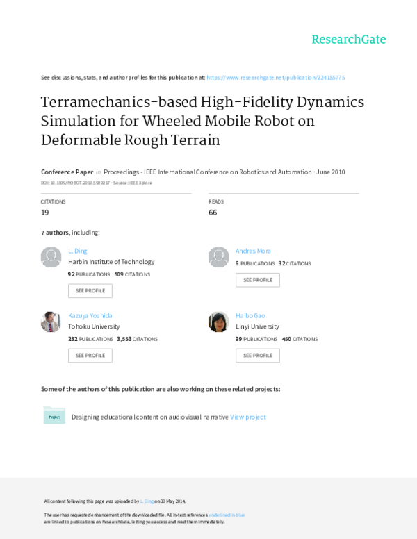 (PDF) Terramechanics-based high-fidelity dynamics simulation for wheeled mobile robot on ...