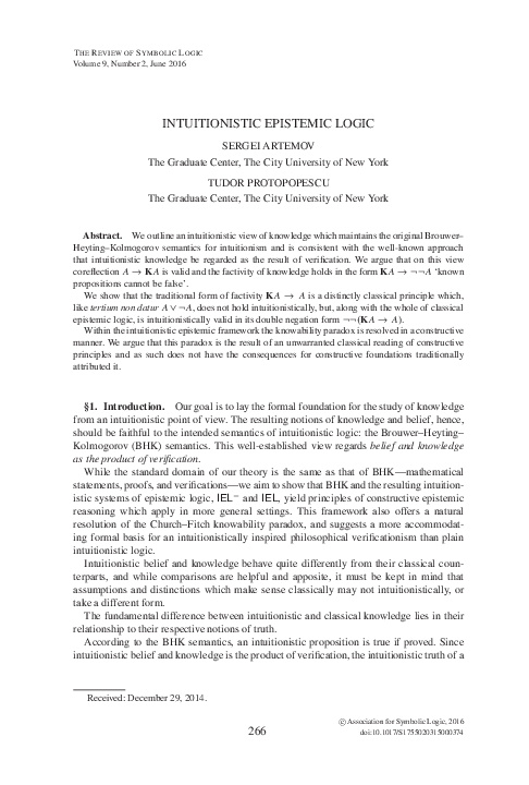 (PDF) INTUITIONISTIC EPISTEMIC LOGIC