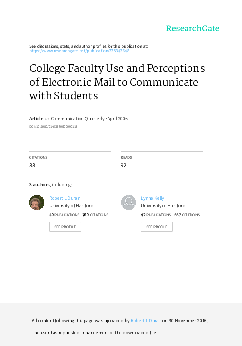 (PDF) College Faculty Use and Perceptions of Electronic Mail to ...
