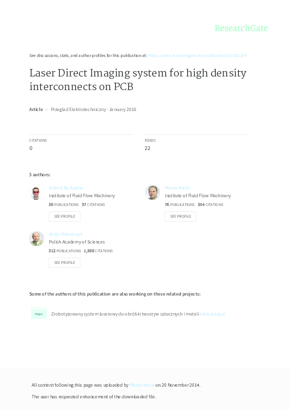 (PDF) Laser Direct Imaging system for high density interconnects on PCB