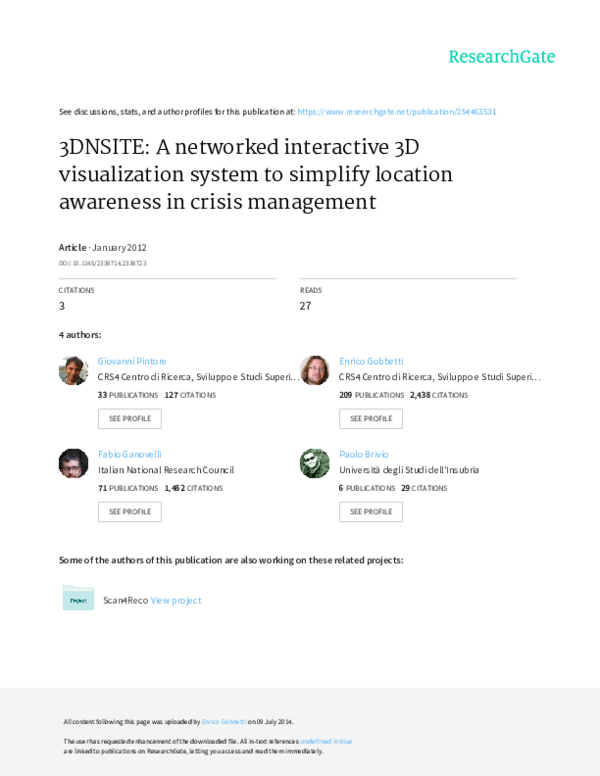 (PDF) 3DNSITE: a networked interactive 3D visualization system to ...