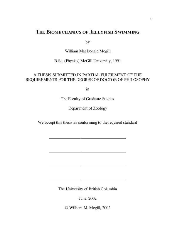 (PDF) The Biomechanics of Jellyfish Swimming | William Megill ...