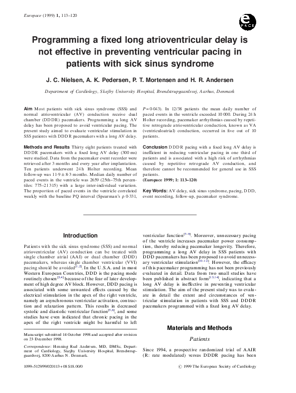 (PDF) Programming a fixed long atrioventricular delay is not effective ...