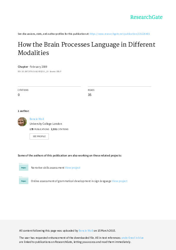 (PDF) How the Brain Processes Language in Different Modalities