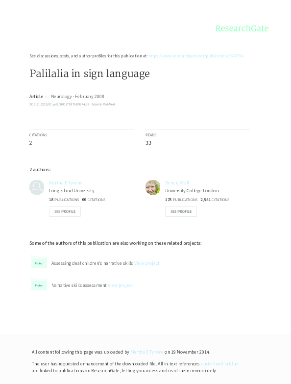 (PDF) PALILALIA IN SIGN LANGUAGE