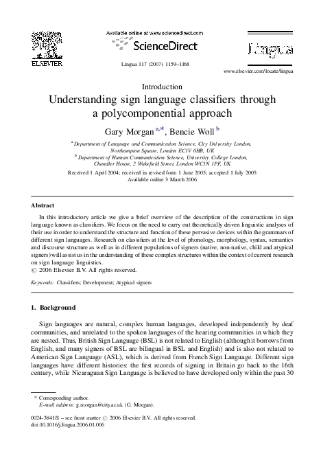 (PDF) Understanding sign language classifiers through a polycomponential approach