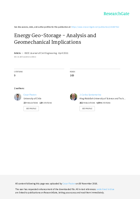 (PDF) Energy geo-storage — analysis and geomechanical implications