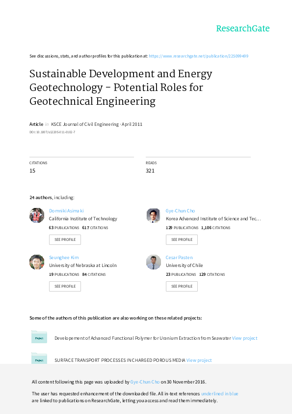 (PDF) Sustainable development and energy geotechnology — Potential ...