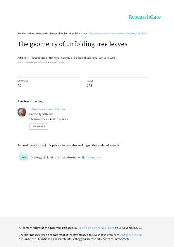 (PDF) The geometry of unfolding tree leaves