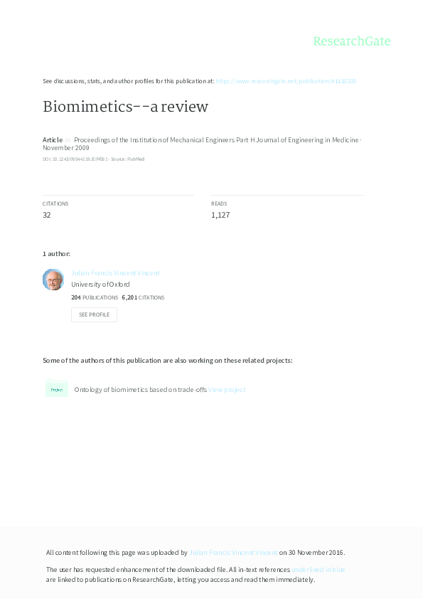 (PDF) Biomimetics – a review