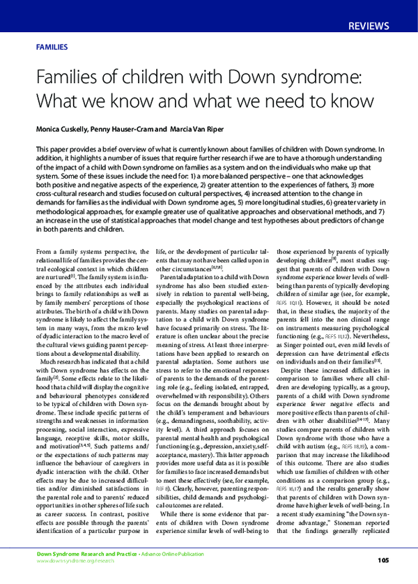 (PDF) Families of children with Down syndrome: What we know and what we ...