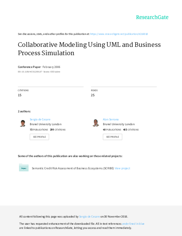 (PDF) Collaborative Modeling Using UML and Business Process Simulation