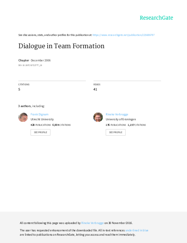 (PDF) Dialogue in Team Formation