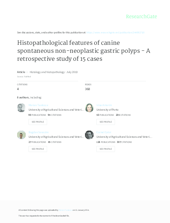 (PDF) Histopathological features of canine spontaneous non-neoplastic ...