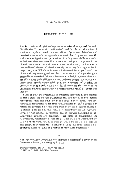 (PDF) Epistemic value