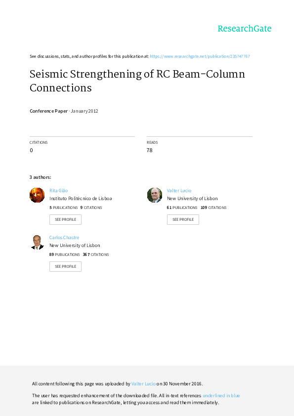(PDF) Seismic strengthening of RC beam-column connections