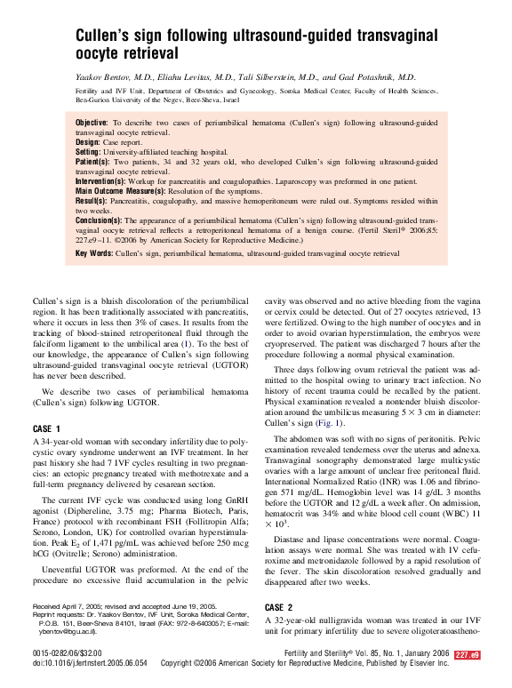 (PDF) Cullen’s sign following ultrasound-guided transvaginal oocyte ...