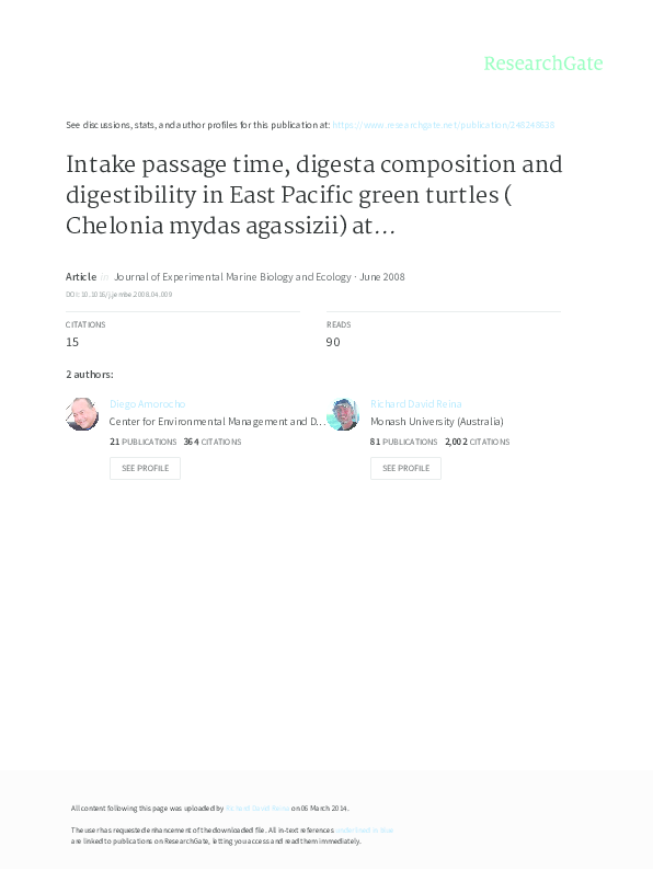 (PDF) Intake passage time, digesta composition and digestibility in ...