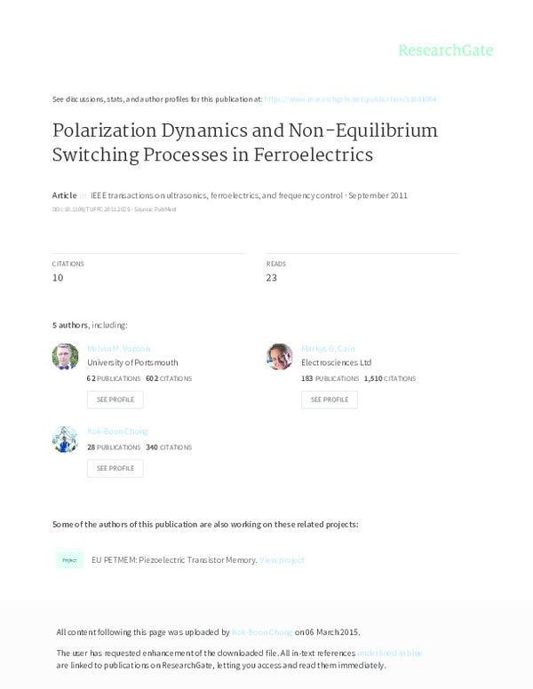 (PDF) Polarization dynamics and non-equilibrium switching processes in ...