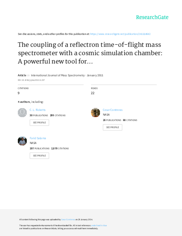 (PDF) The coupling of a reflectron time-of-flight mass spectrometer ...