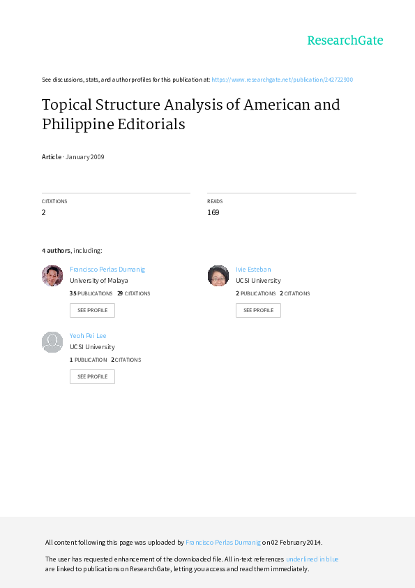 (PDF) Topical Structure Analysis of American and Philippine Editorials