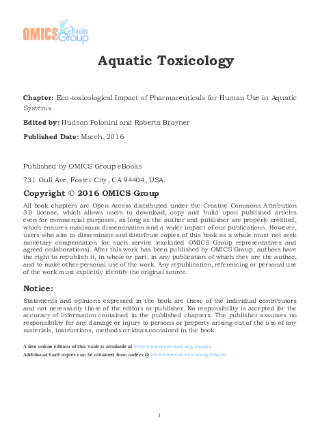 (PDF) Aquatic Toxicology Chapter: Eco-toxicological Impact of ...