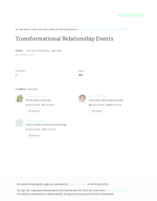 (PDF) Transformational Relationship Events