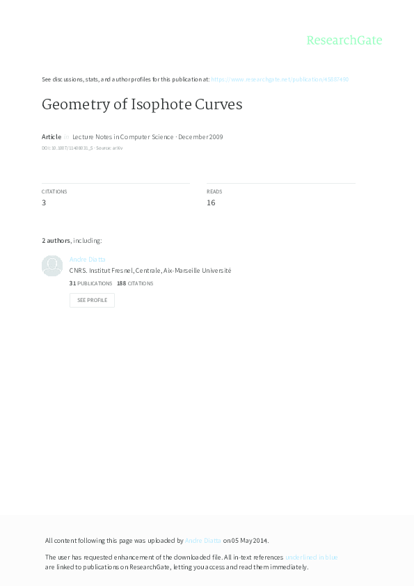 (PDF) Geometry of Isophote Curves
