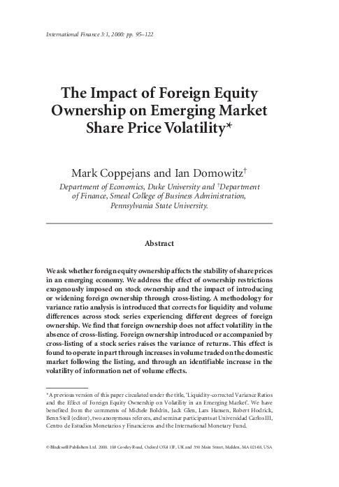 (PDF) The Impact of Foreign Equity Ownership on Emerging Market Share ...