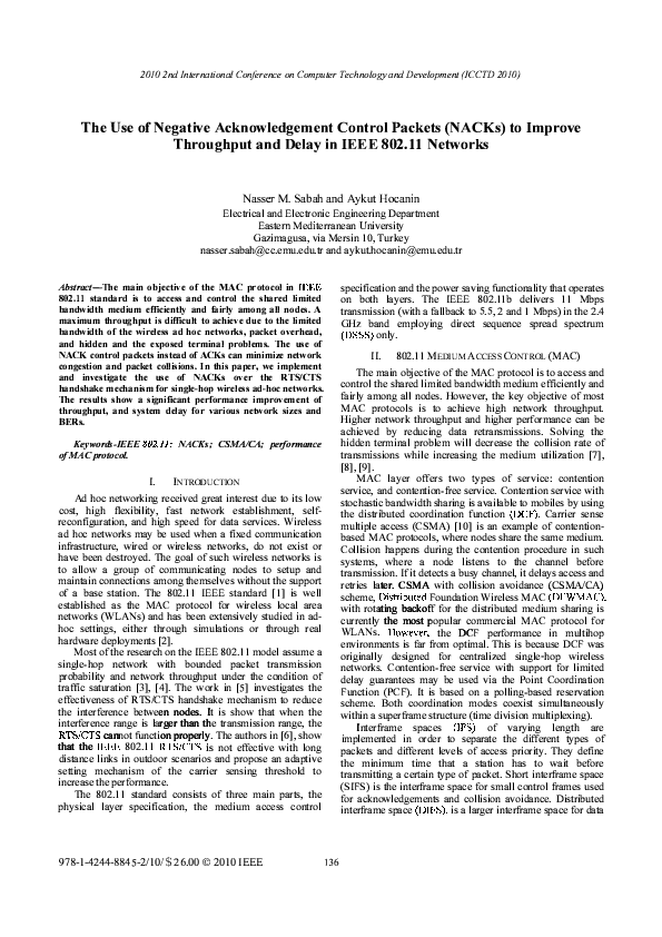 (PDF) The use of negative acknowledgement control packets (NACKs) to ...