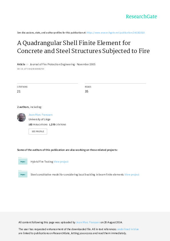 (PDF) A Quadrangular Shell Finite Element for Concrete and Steel ...