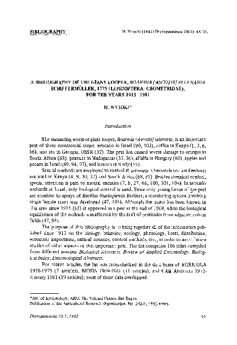 (PDF) A Bibliography of the Giant Looper, Boarmia (Ascotis) Selenaria ...