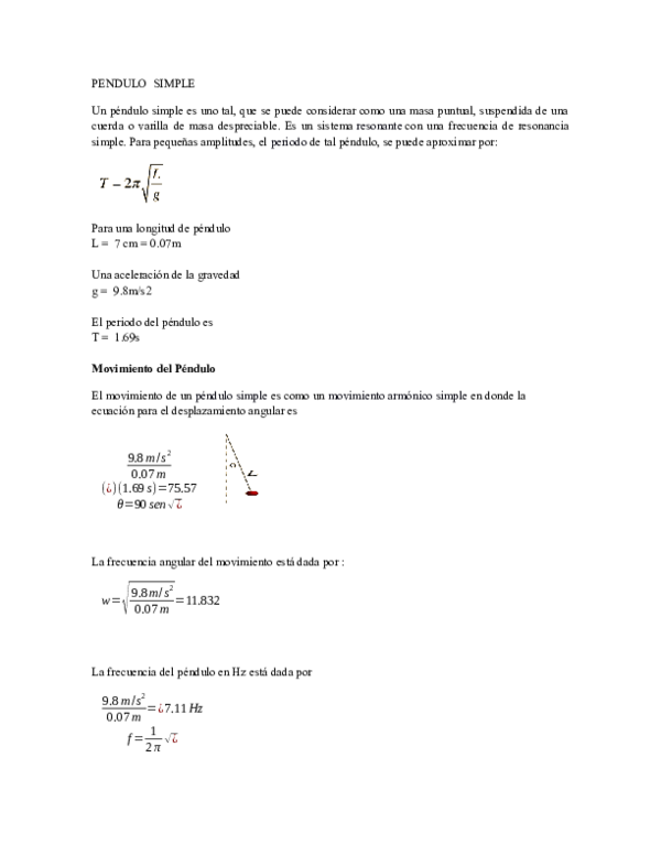 (DOC) Pendulo simple