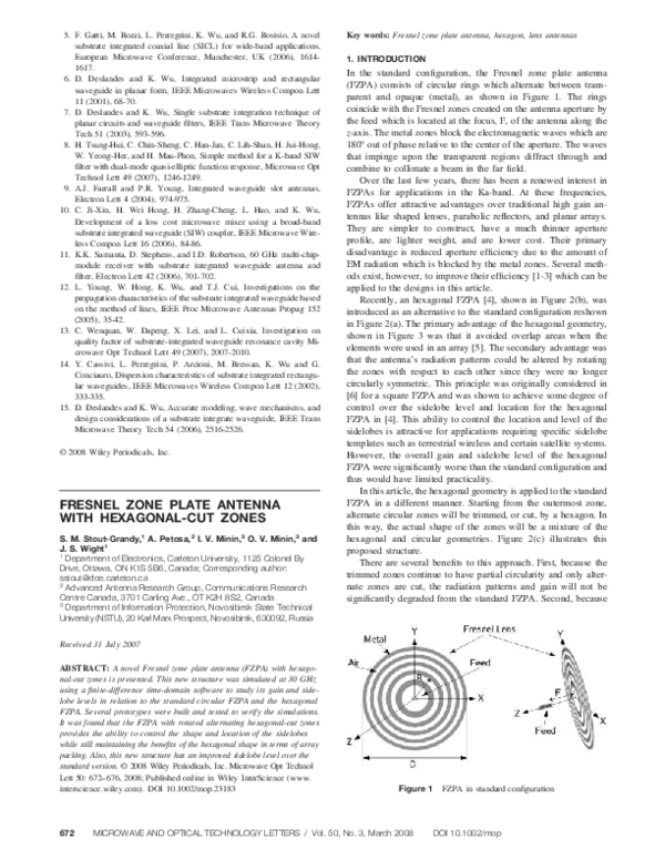 (PDF) Fresnel zone plate antenna with hexagonal-cut zones