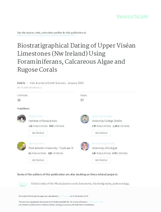 (PDF) Biostratigraphical dating of upper Visean limestones (NW Ireland ...