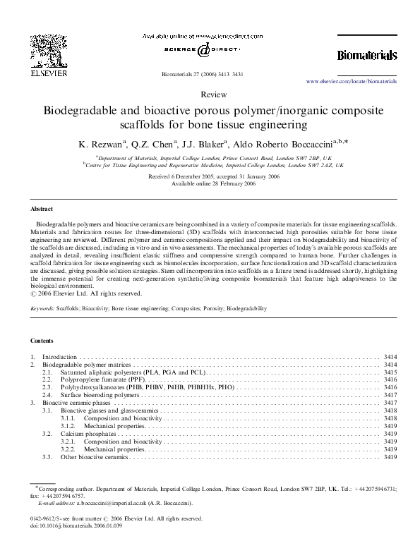 (PDF) Biodegradable and bioactive porous polymer/inorganic composite ...