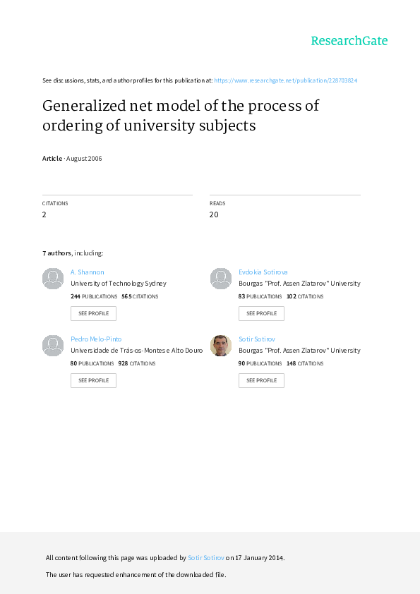 (PDF) Generalized net model of the process of ordering of university ...