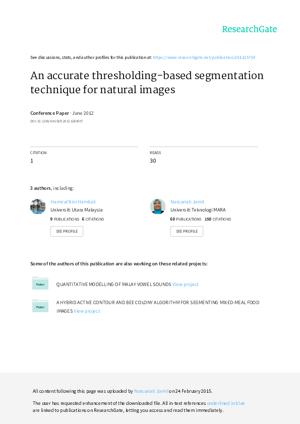 (PDF) An accurate thresholding-based segmentation technique for natural ...